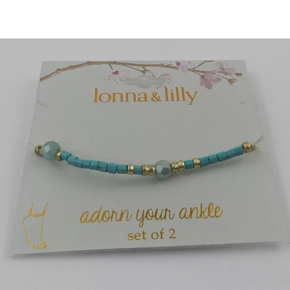 lonna & lilly | Jewelry | Nwt Lonna Lilly Anklet Turquoise Color Beaded ...